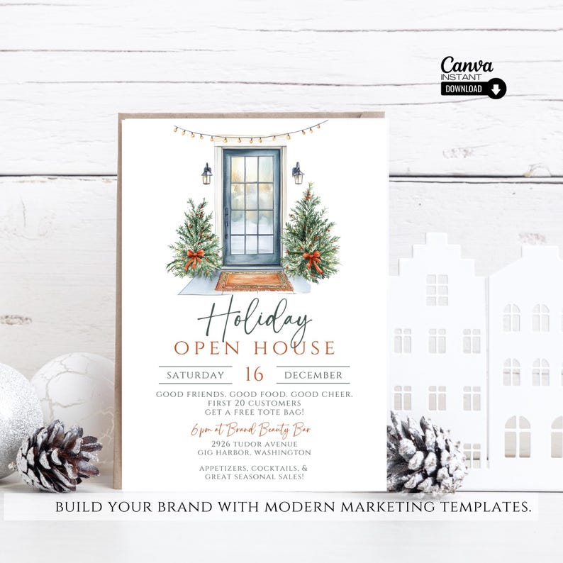 Editable Christmas Open House Invitation: Small Business Table Sign ...