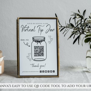 Editable Virtual Tip Jar Sign Template Tip Jar QR Code Sign - Etsy