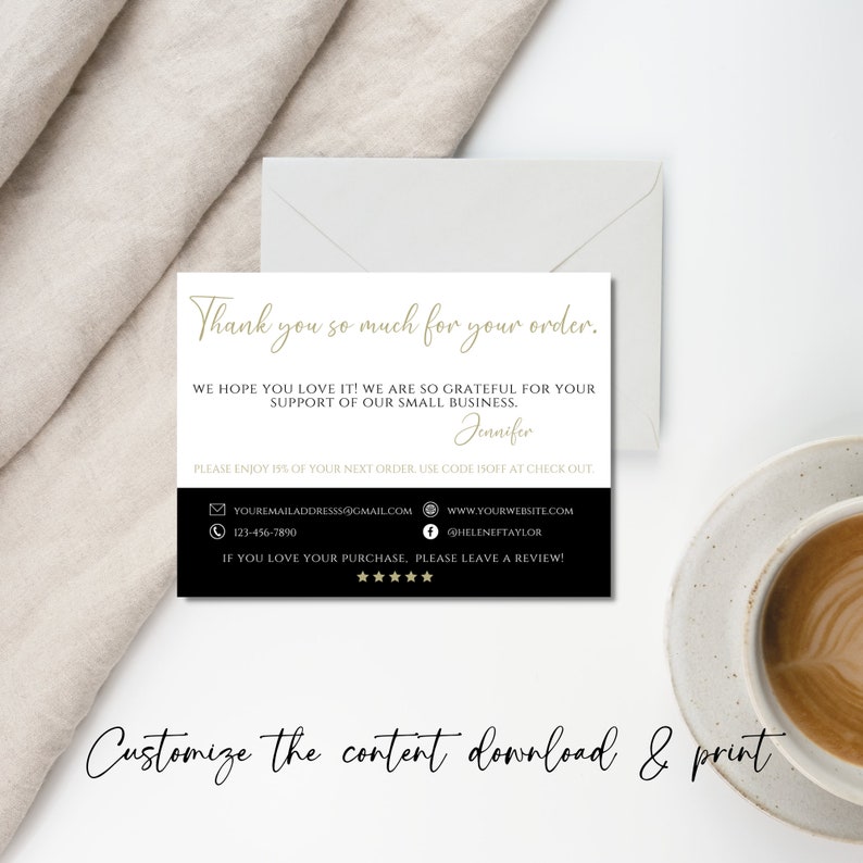 Editable Jewelry Care Card Template: Printable Thank You Insert (canva ...