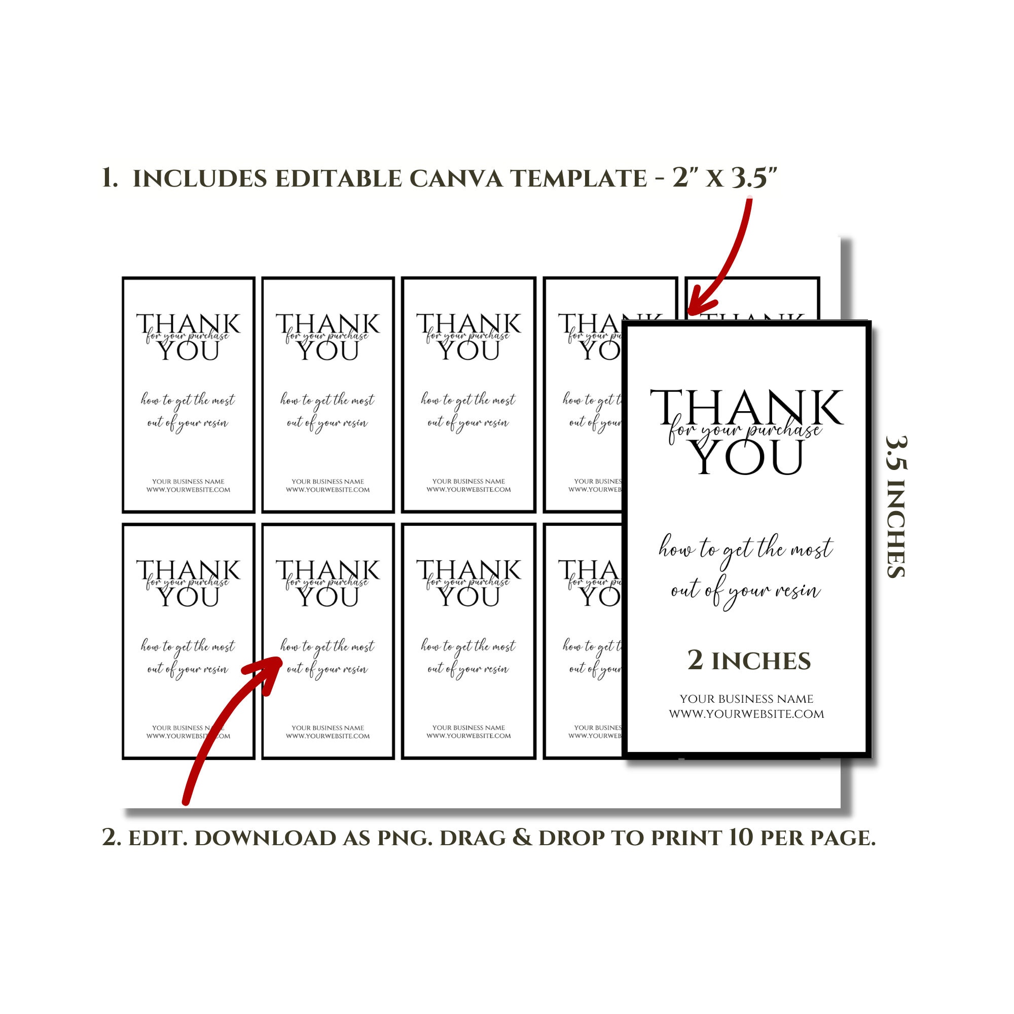Ready to Print Resin Care Card Template, Editable Resin Care ...