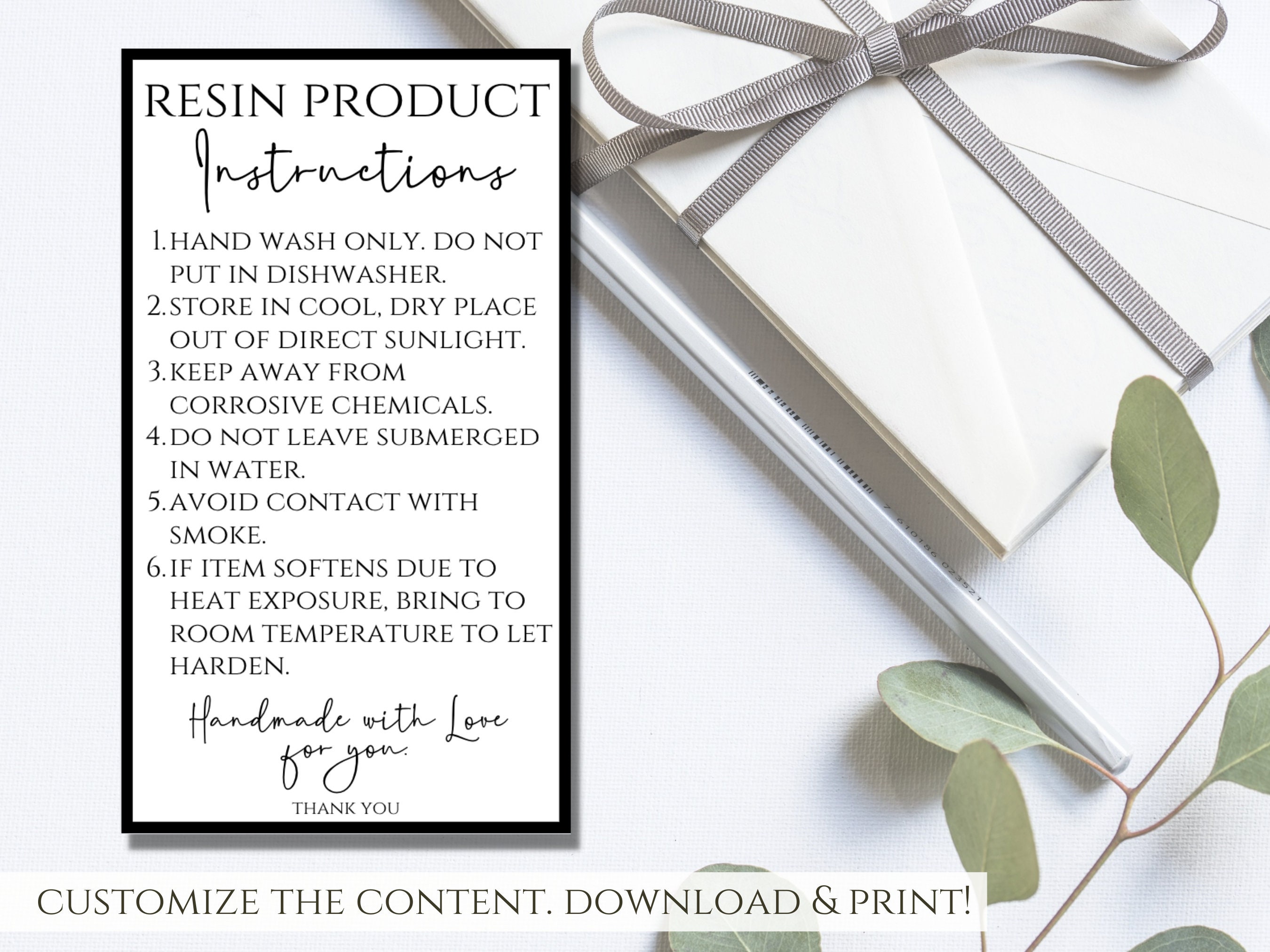 Ready to Print Resin Care Card Template Editable Resin Care - Etsy