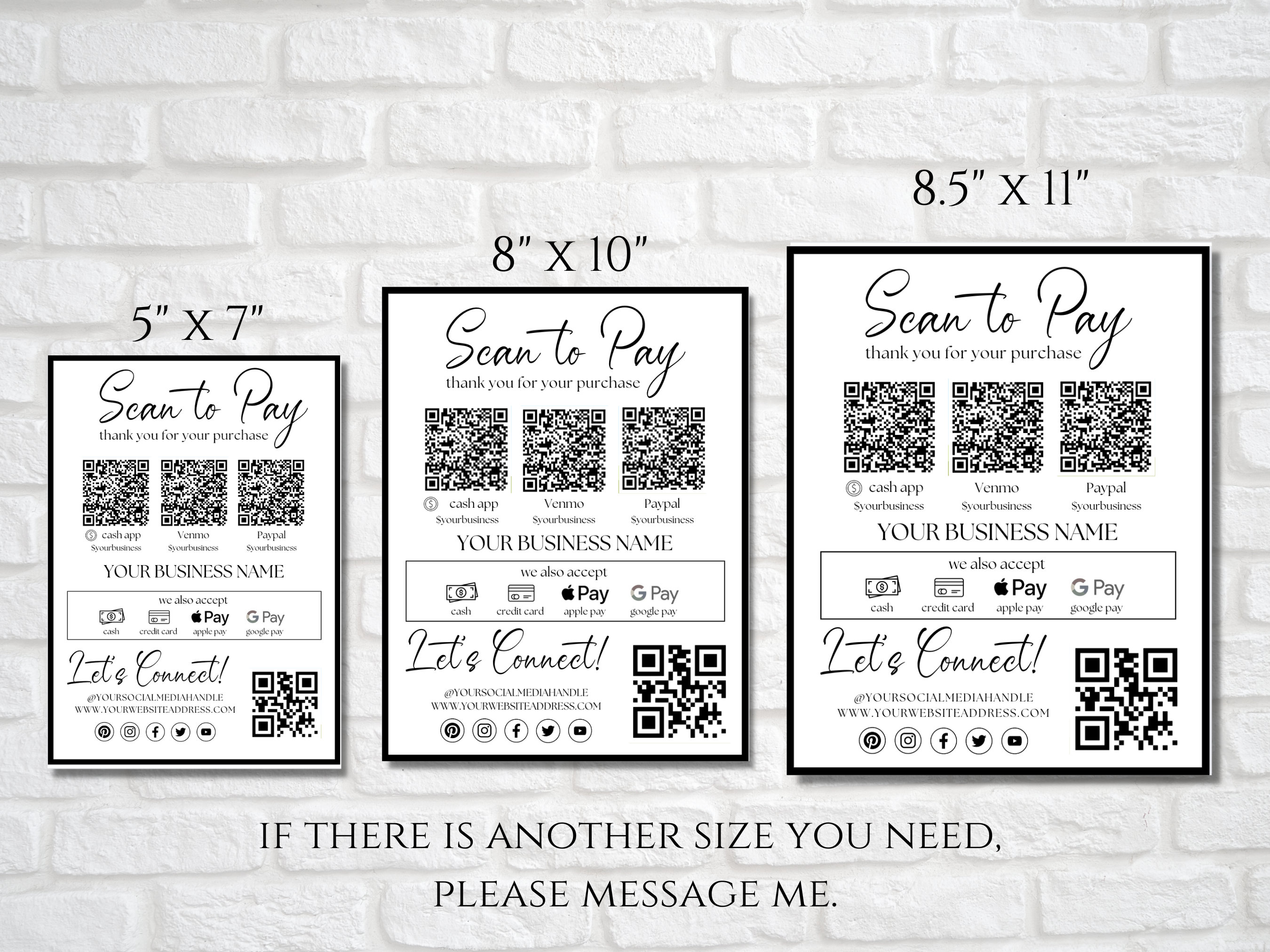 Editable Scan to Pay Sign Template Editable QR Code Scan - Etsy