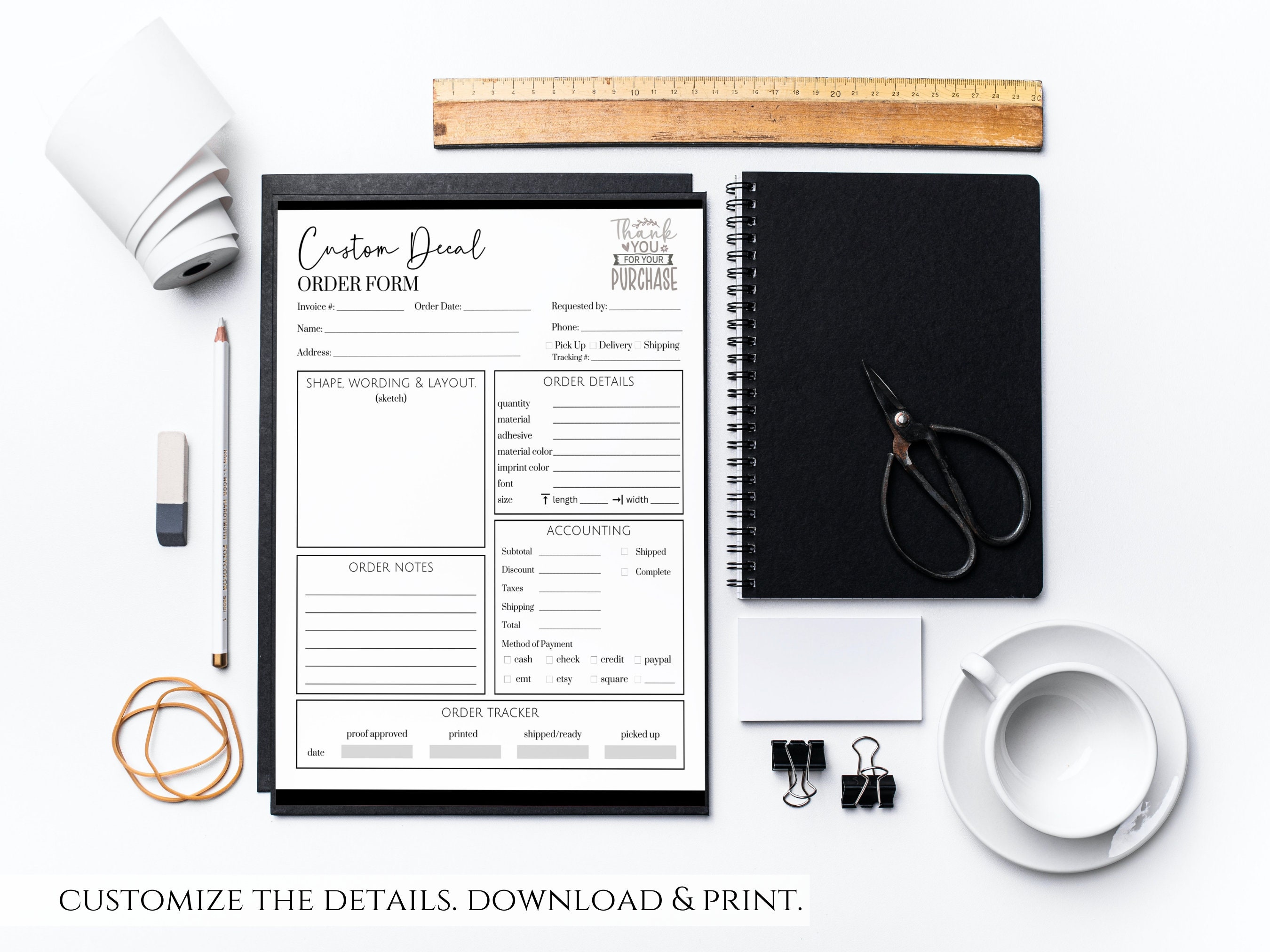 Editable Decal Order Form Template Custom Decal Form - Etsy