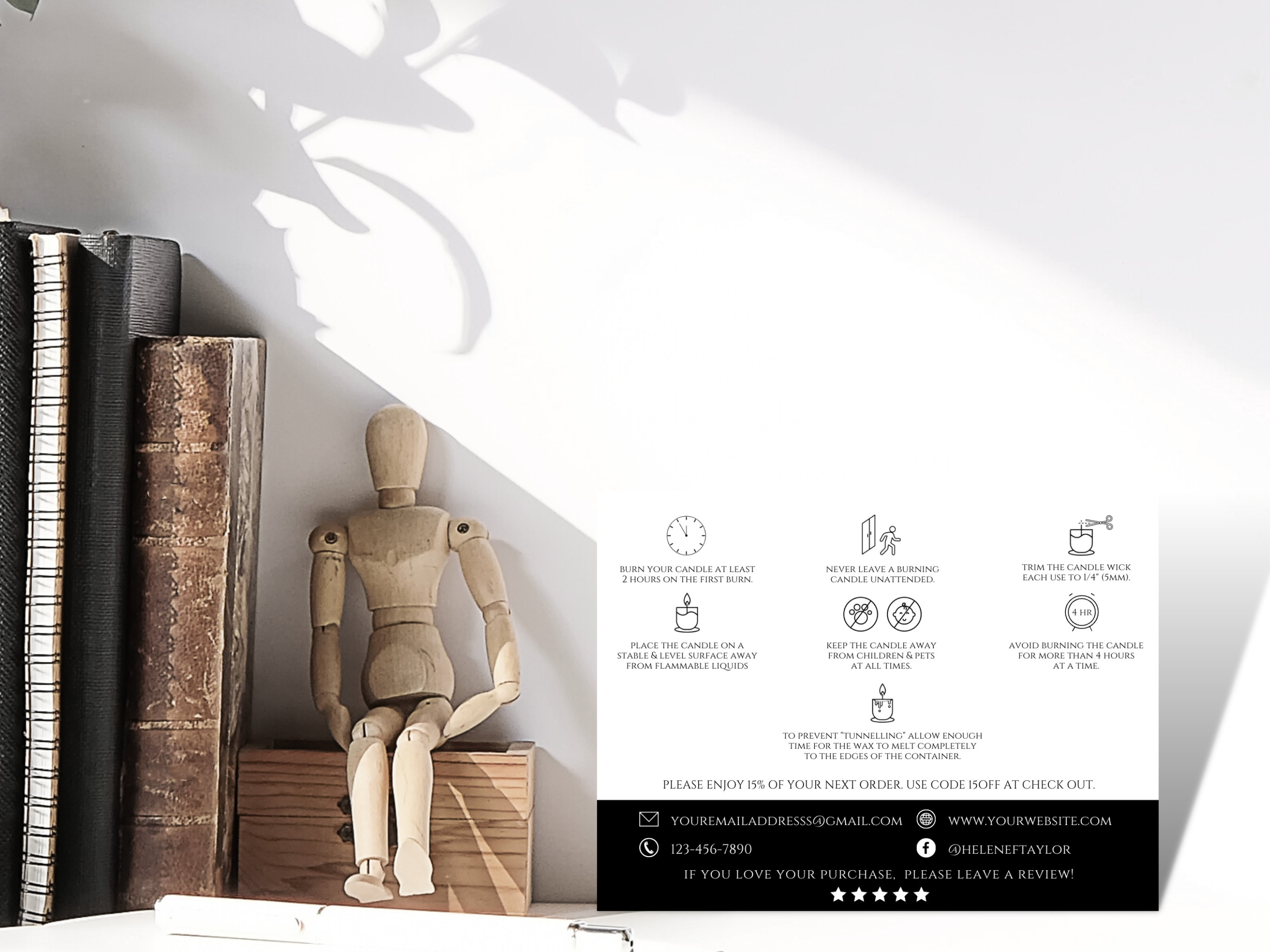 Candle Care Card Printable Candle Care Instructions Editable - Etsy