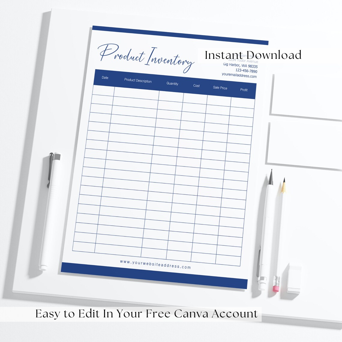 Product Inventory Log Template, Editable Inventory Sheet, Printable ...