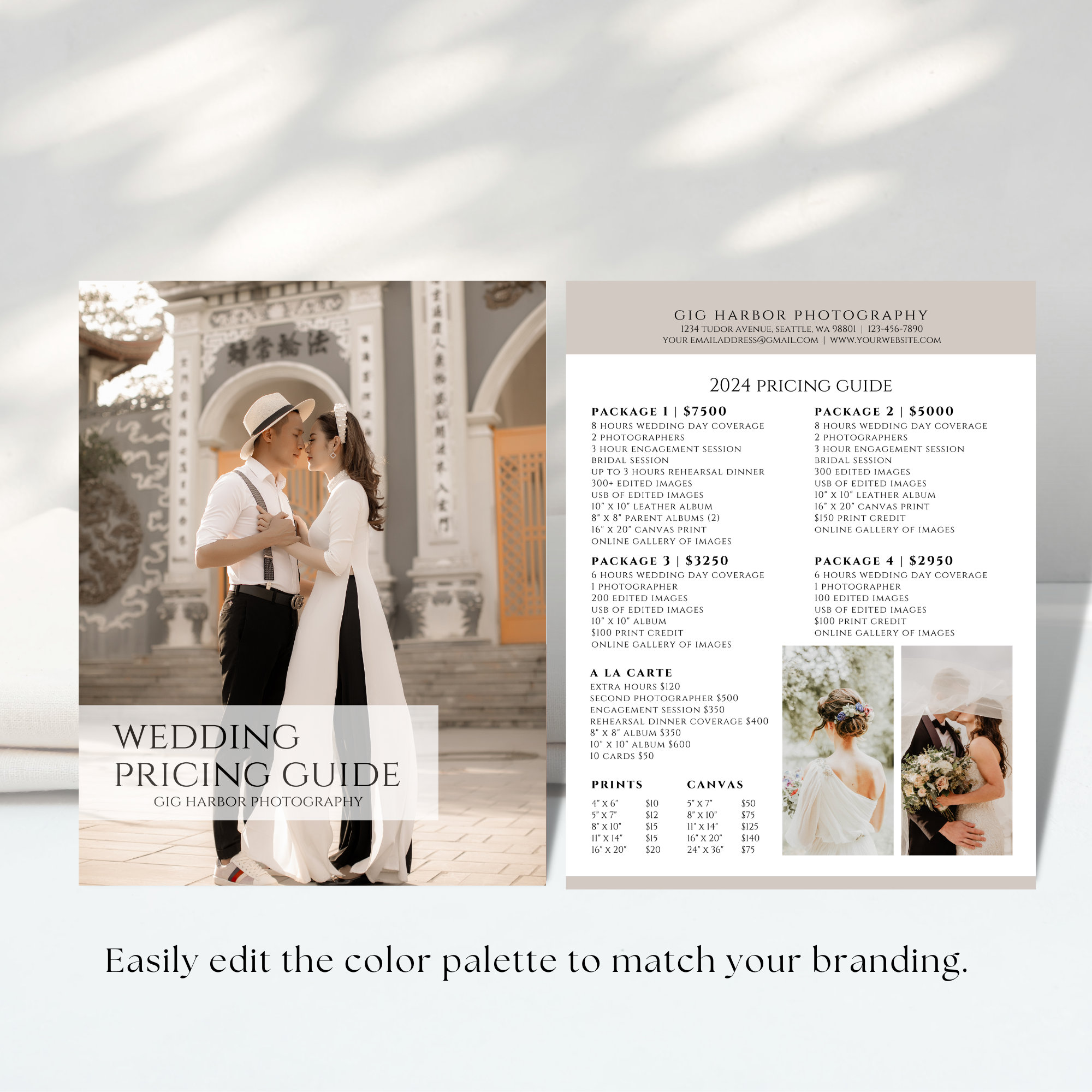 Wedding Photography Pricing List, Editable Wedding Pricing Guide Sheet ...