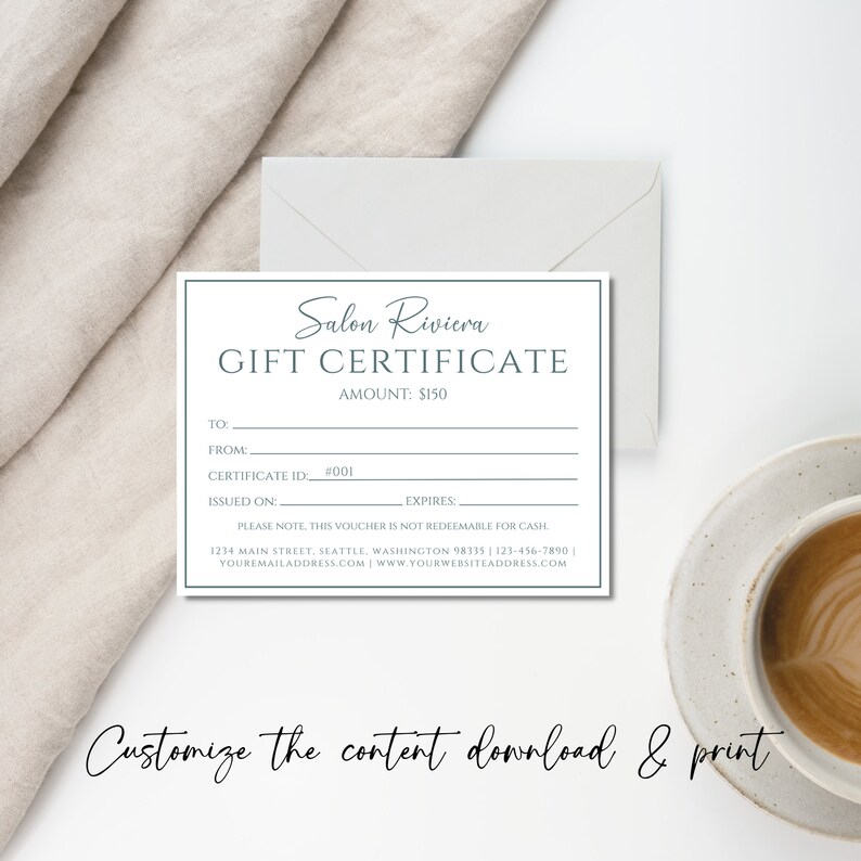 Modern Gift Certificate Template: Printable, Editable in Canva (instant ...