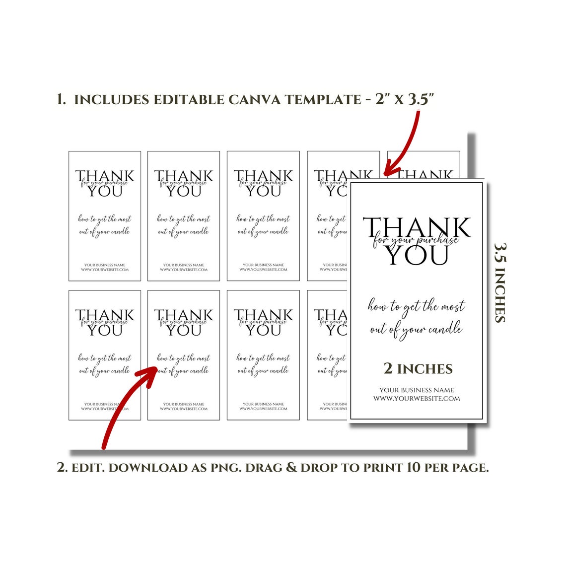 Printable Candle Care Instructions Card: Editable Template (2x3.5 ...