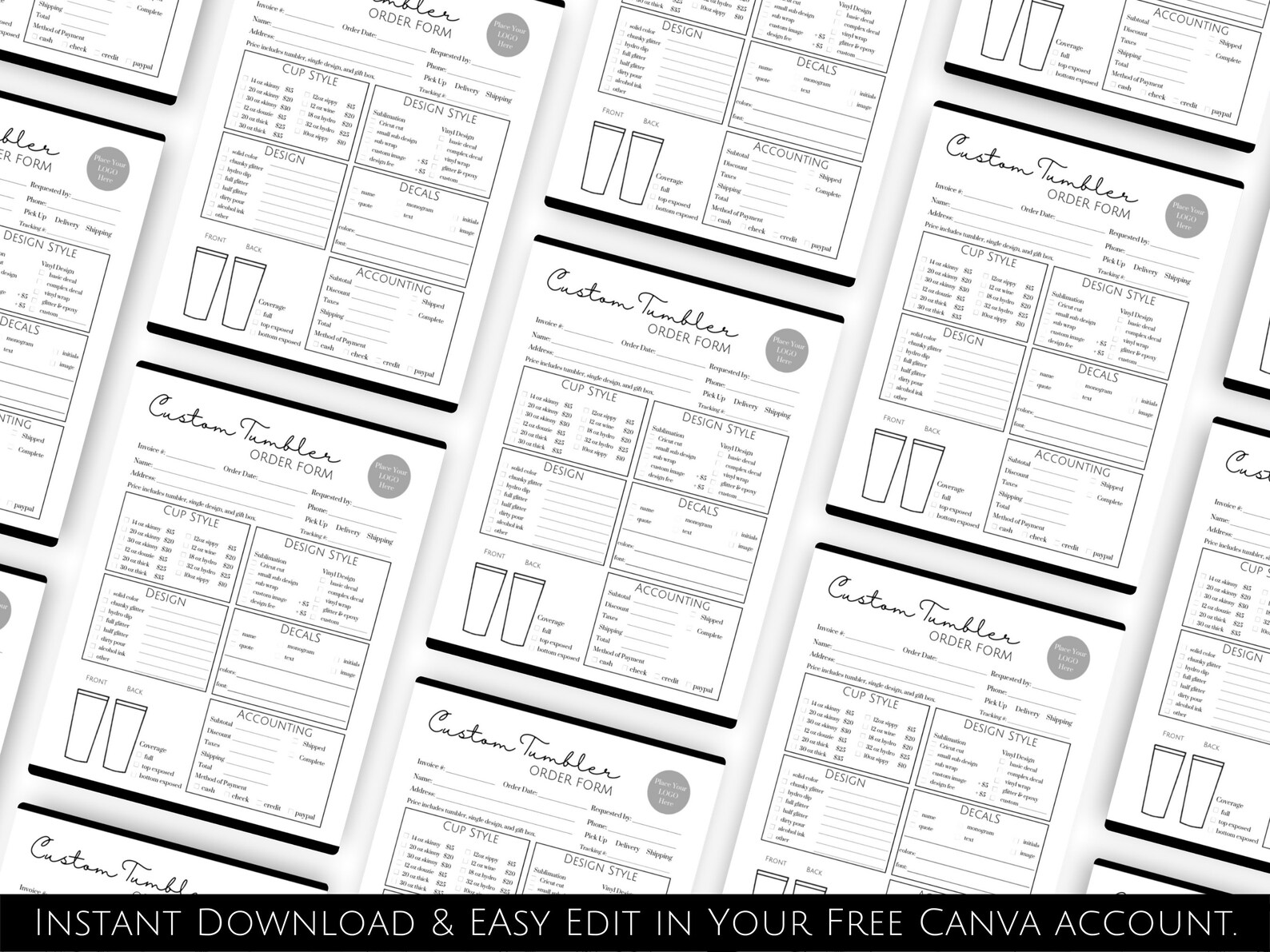 Editable Sublimation Tumbler Order Form Template Custom | Etsy