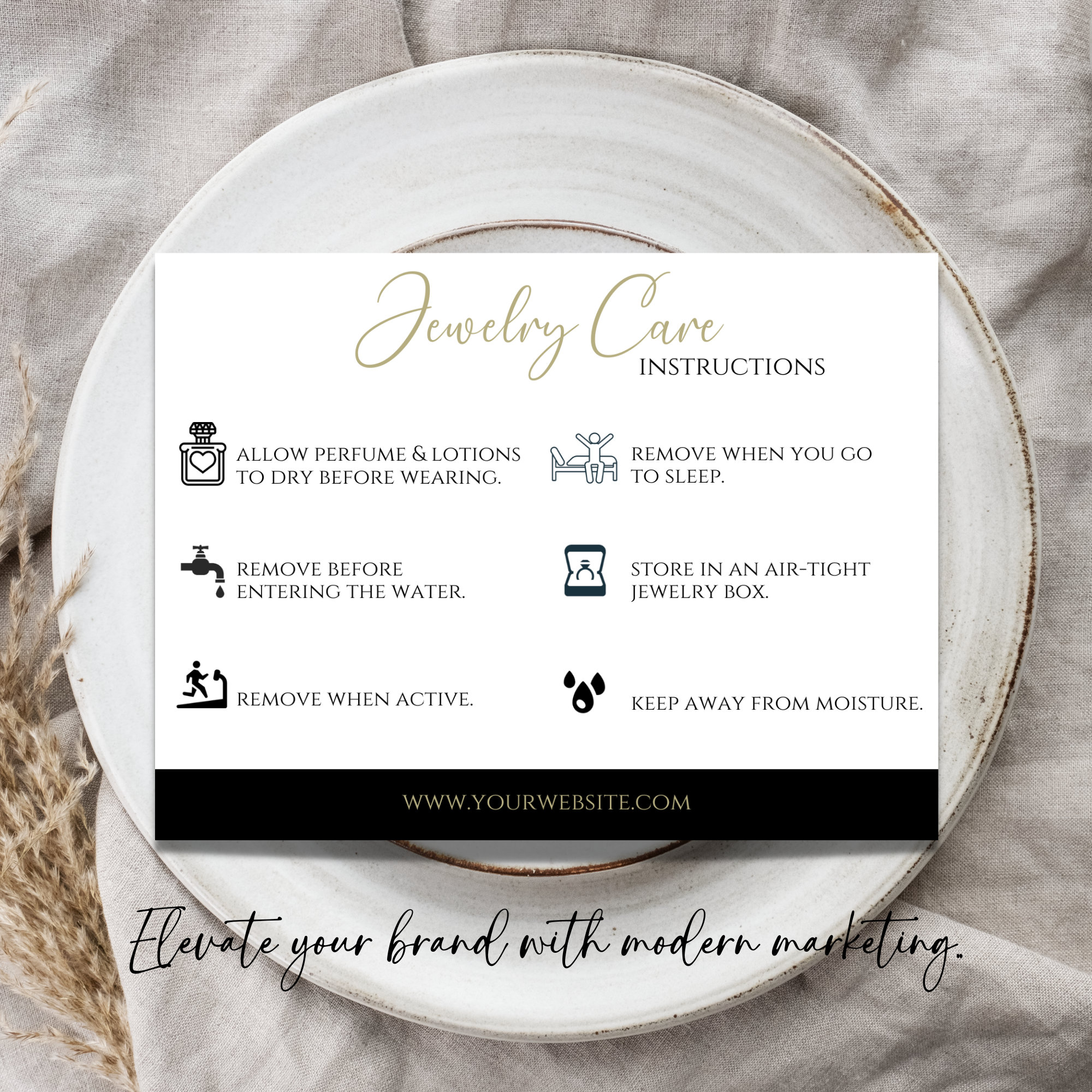 Editable Jewelry Care Card Template: Printable Instructions, Thank You ...