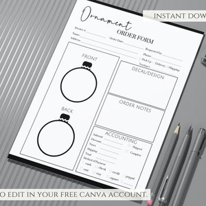 Editable Ornament Order Form Printable Order Form Ornament - Etsy