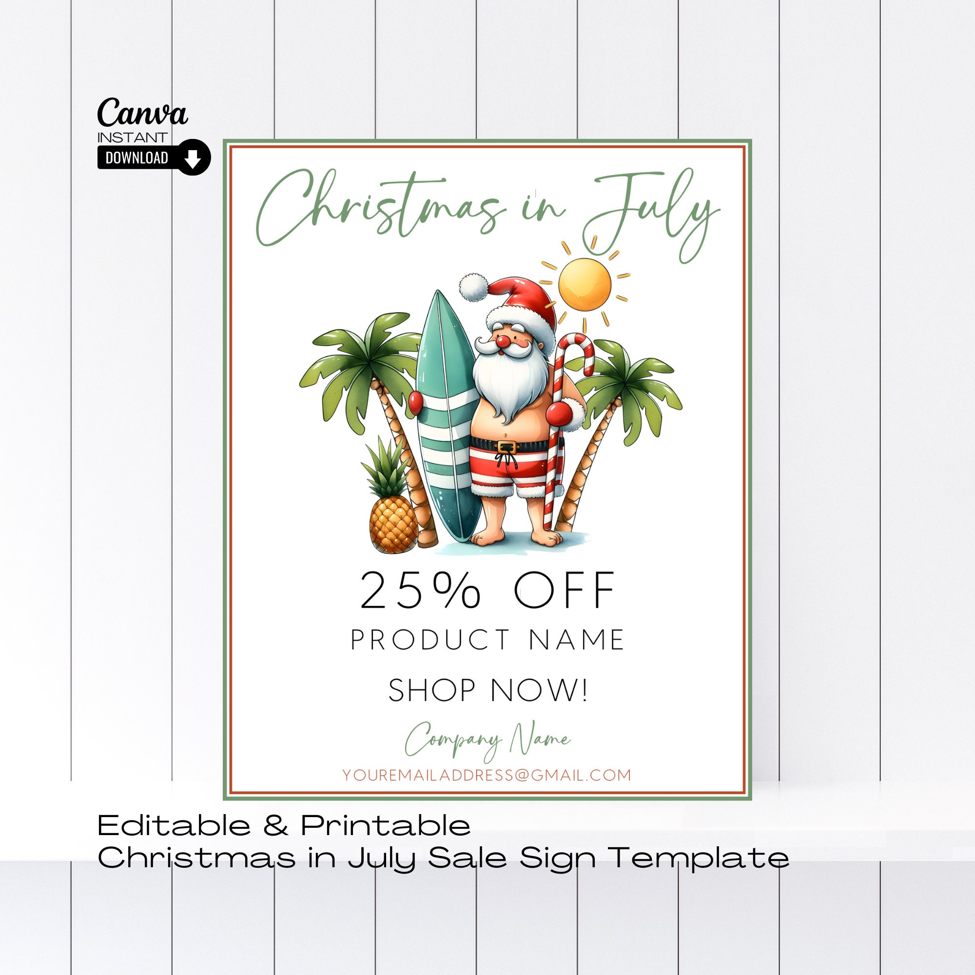 Editable Christmas in July Sale Sign Template, Printable Beach ...