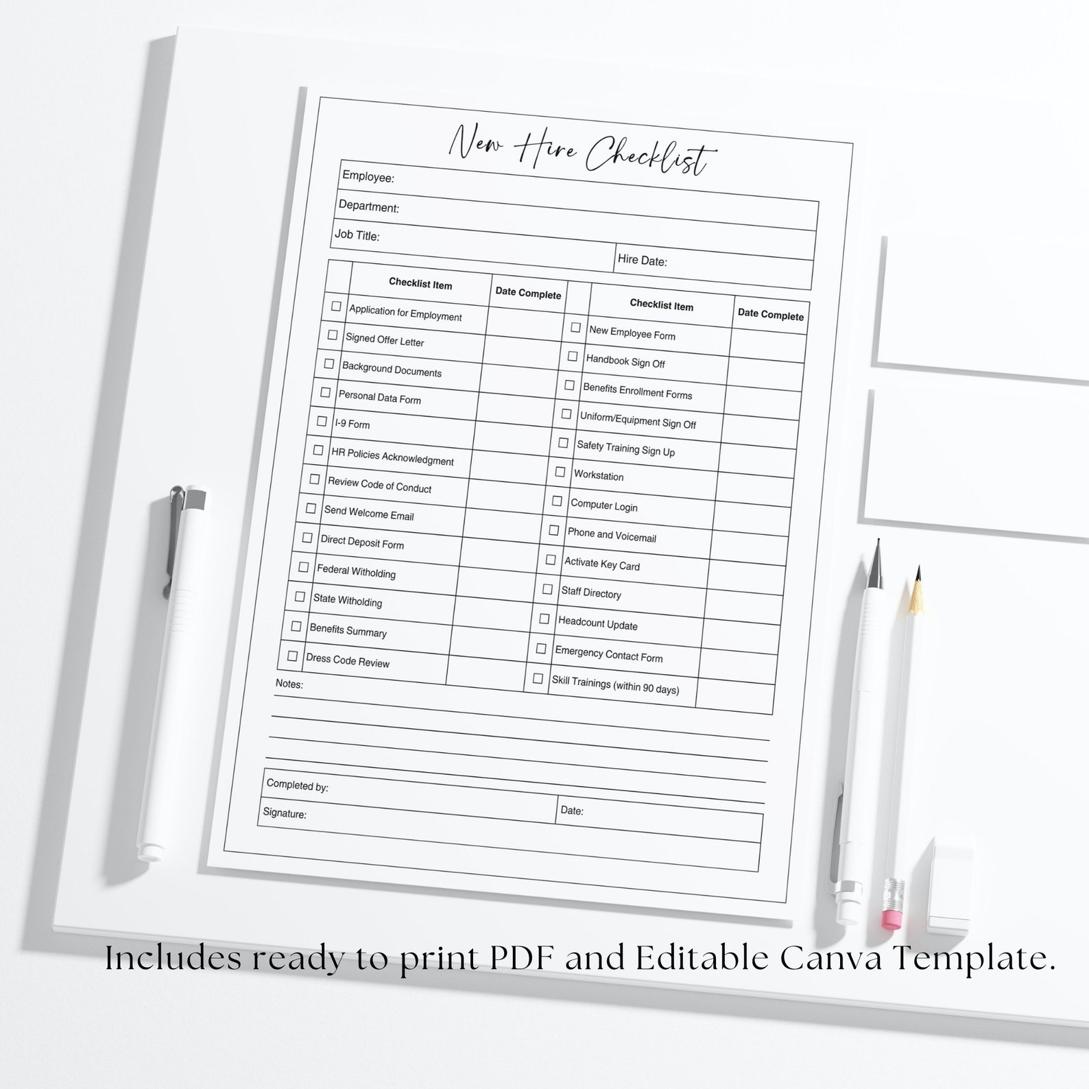 Editable New Hire Checklist Template: Employee Onboarding Form (canva ...