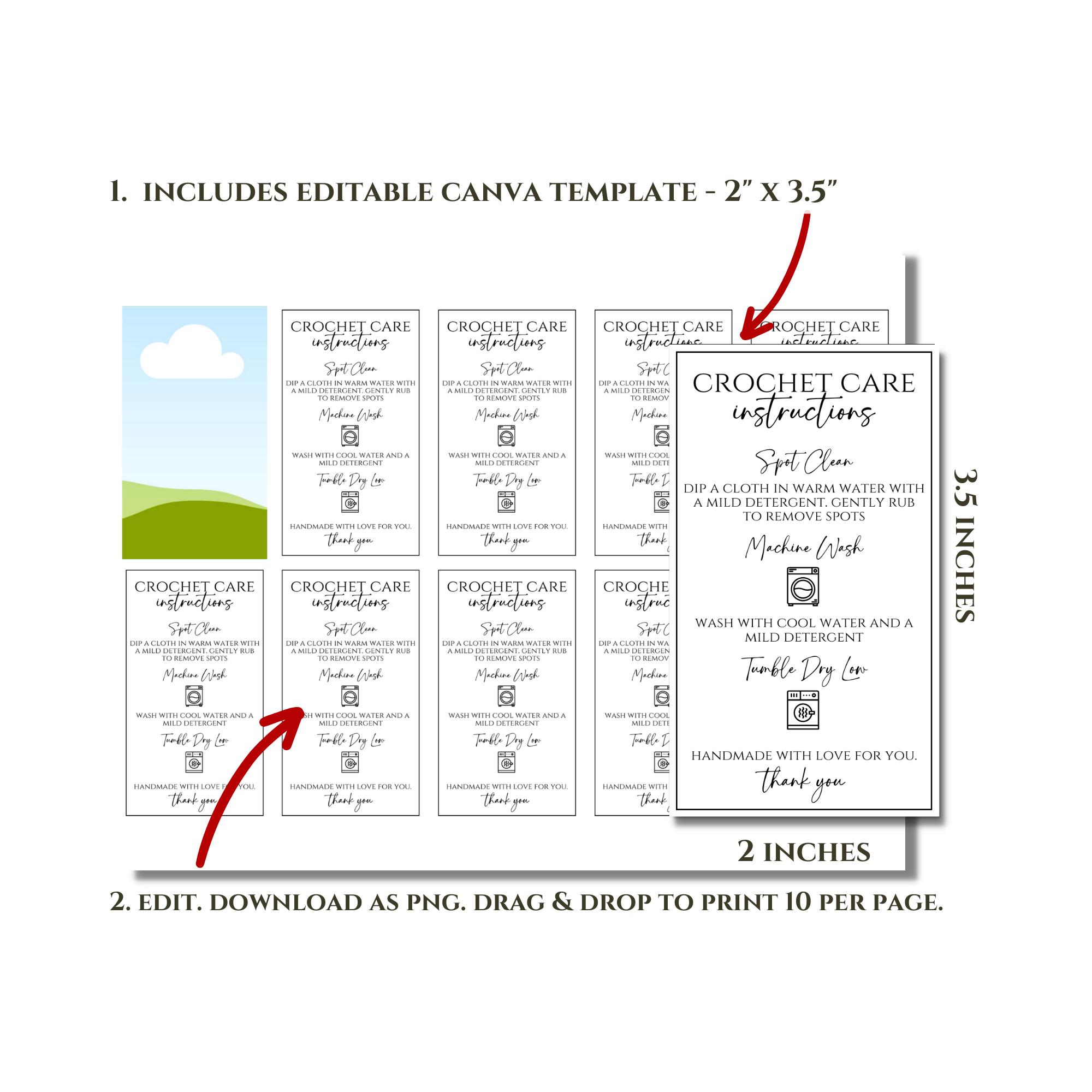 Printable Crochet Care Instruction Cards: Editable Plushie Critter ...