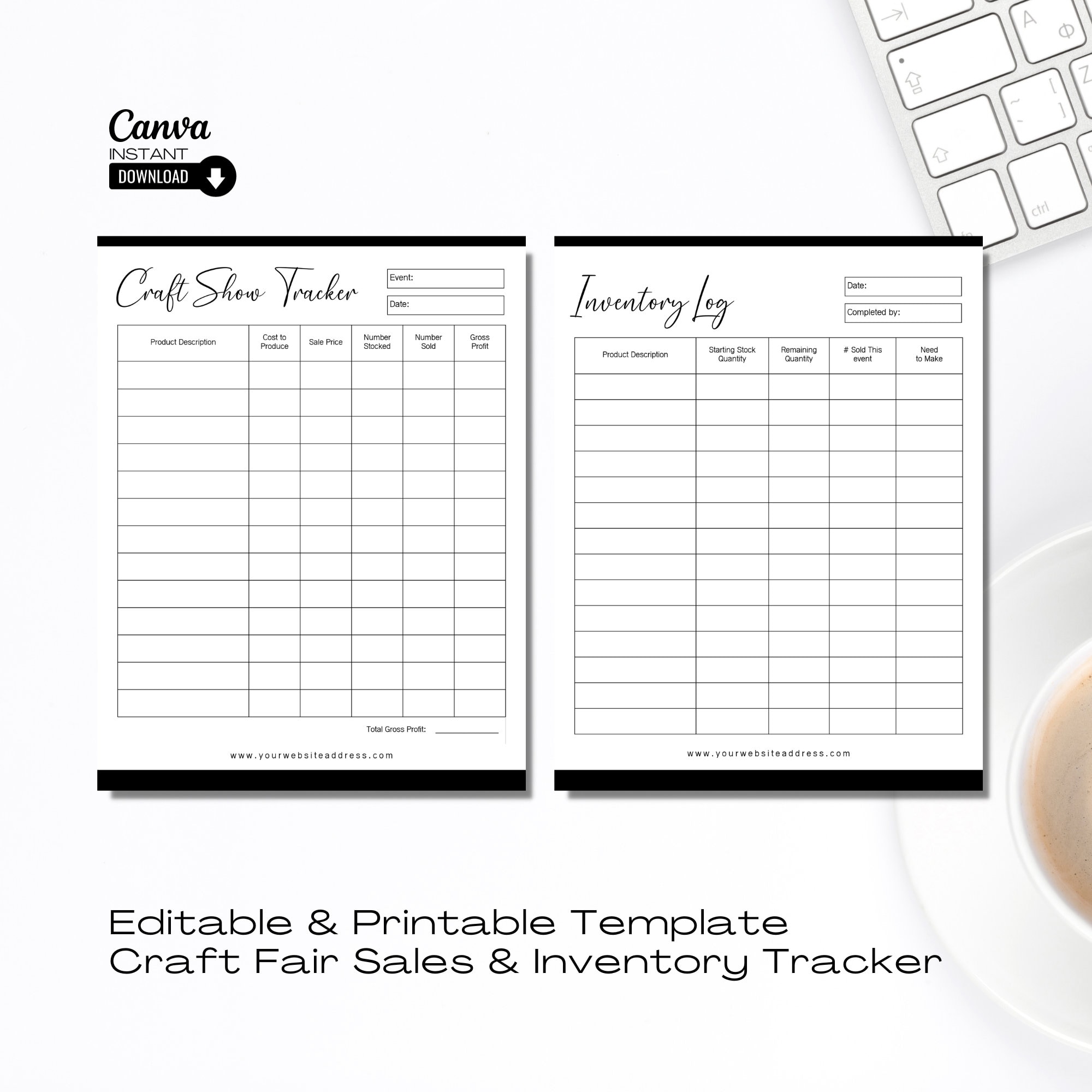 Craft Show Inventory Tracker Template: Editable Sales Log (canva ...