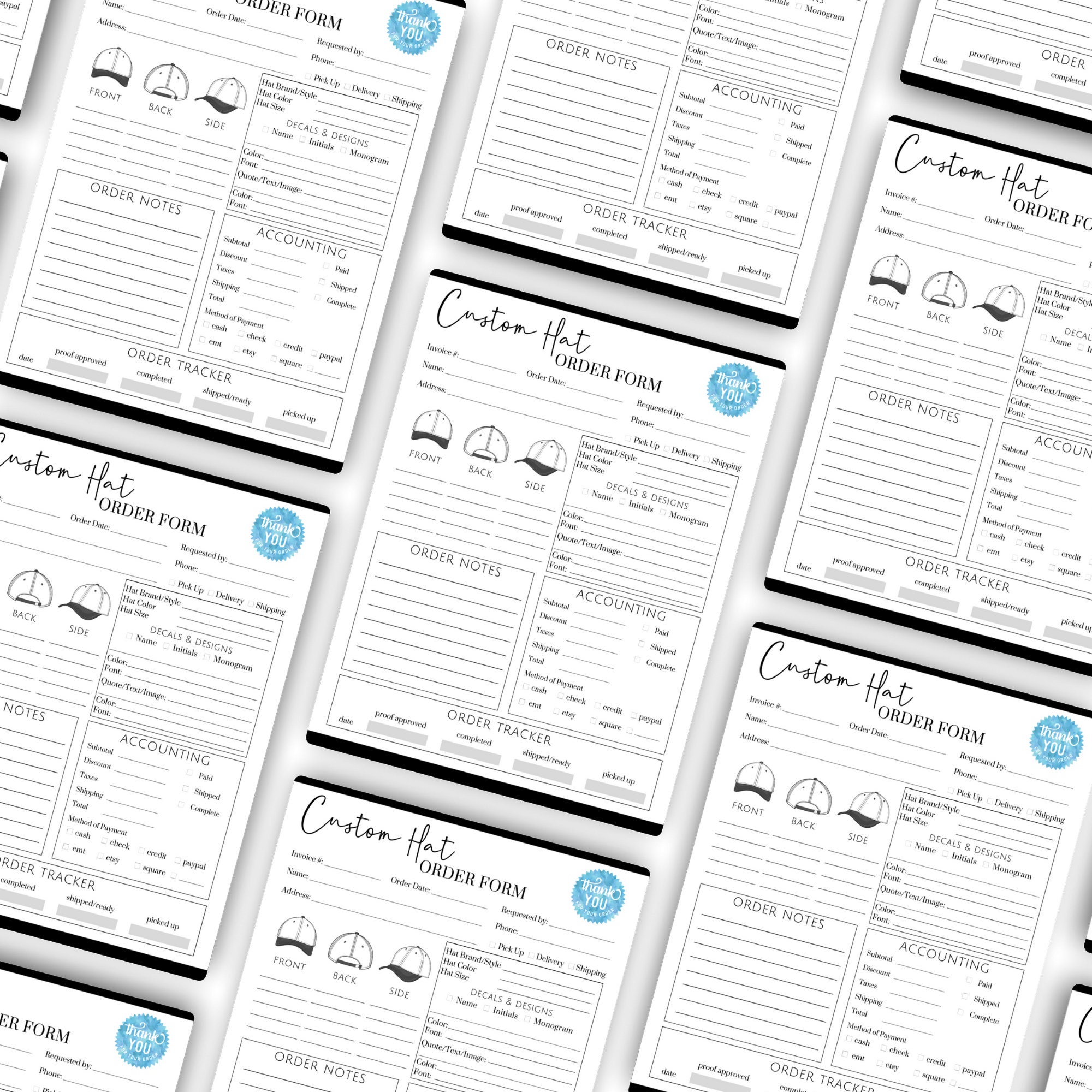 Editable Hat Order Form Template: Custom Cap Business (printable) - Etsy