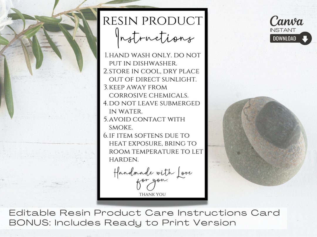 Ready to Print Resin Care Card Template Editable Resin Care - Etsy