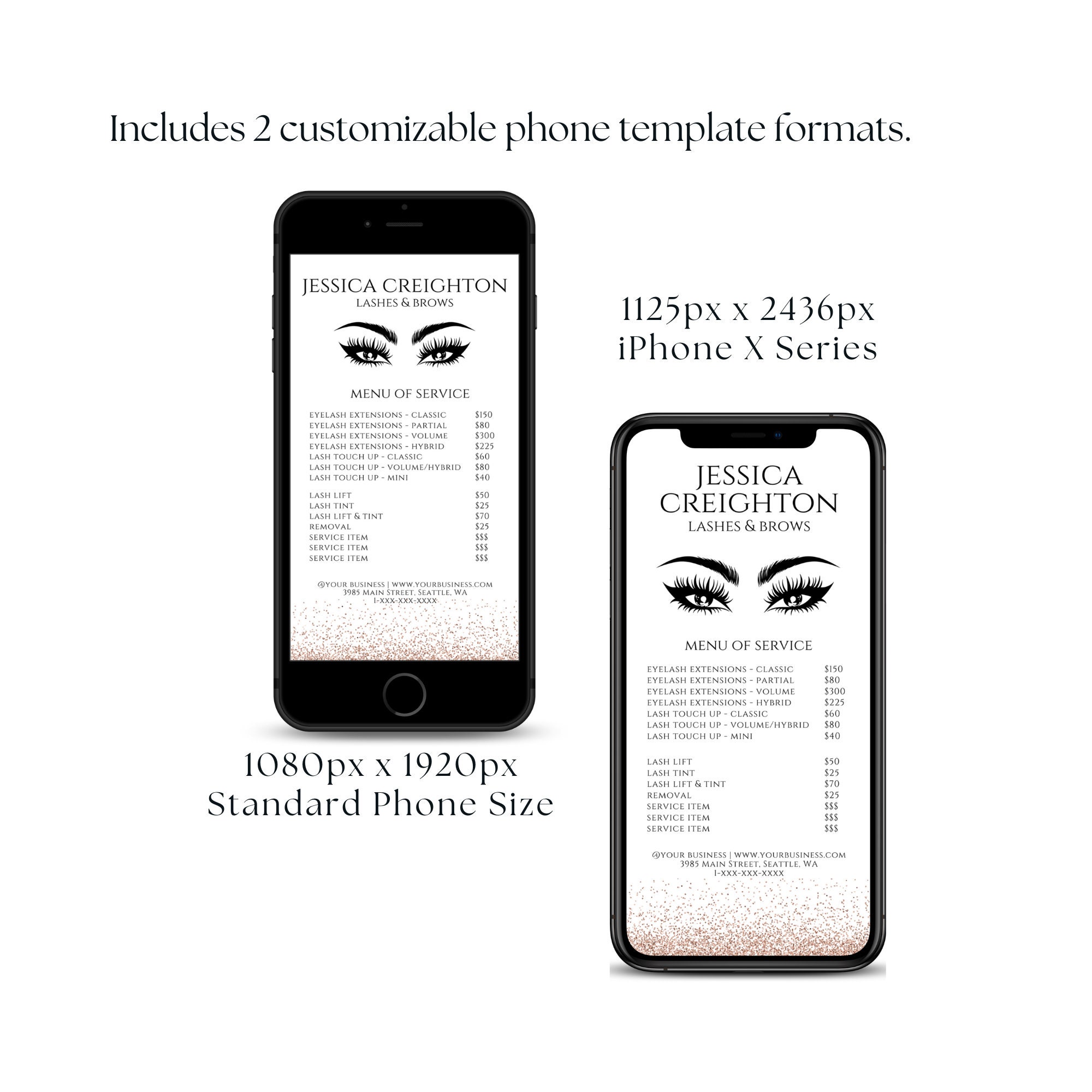 Eyelash Price List Template, Eyelash Artist Price Sign, Lash Extensions ...