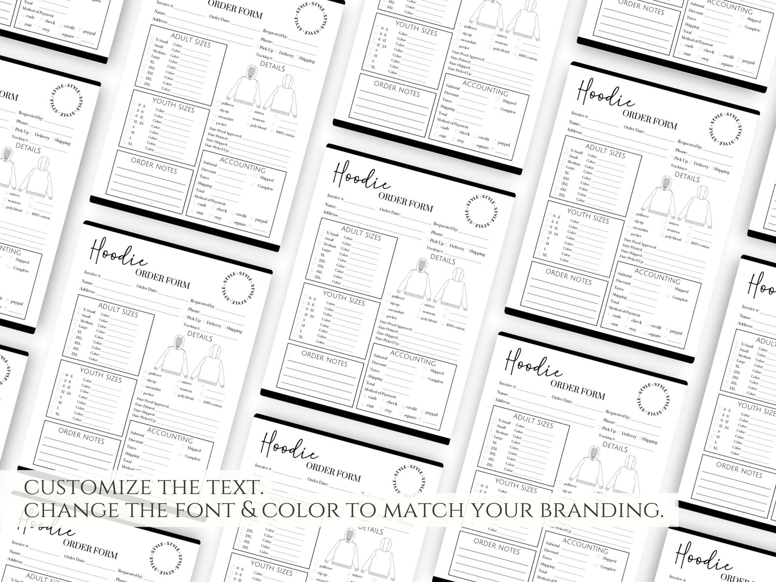 Editable Hoodie Order Form Printable Order Form Hoodie - Etsy