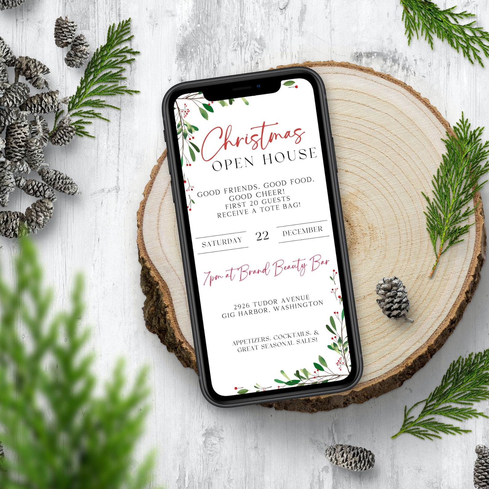 Editable Christmas Open House Invitation: Small Business Template ...