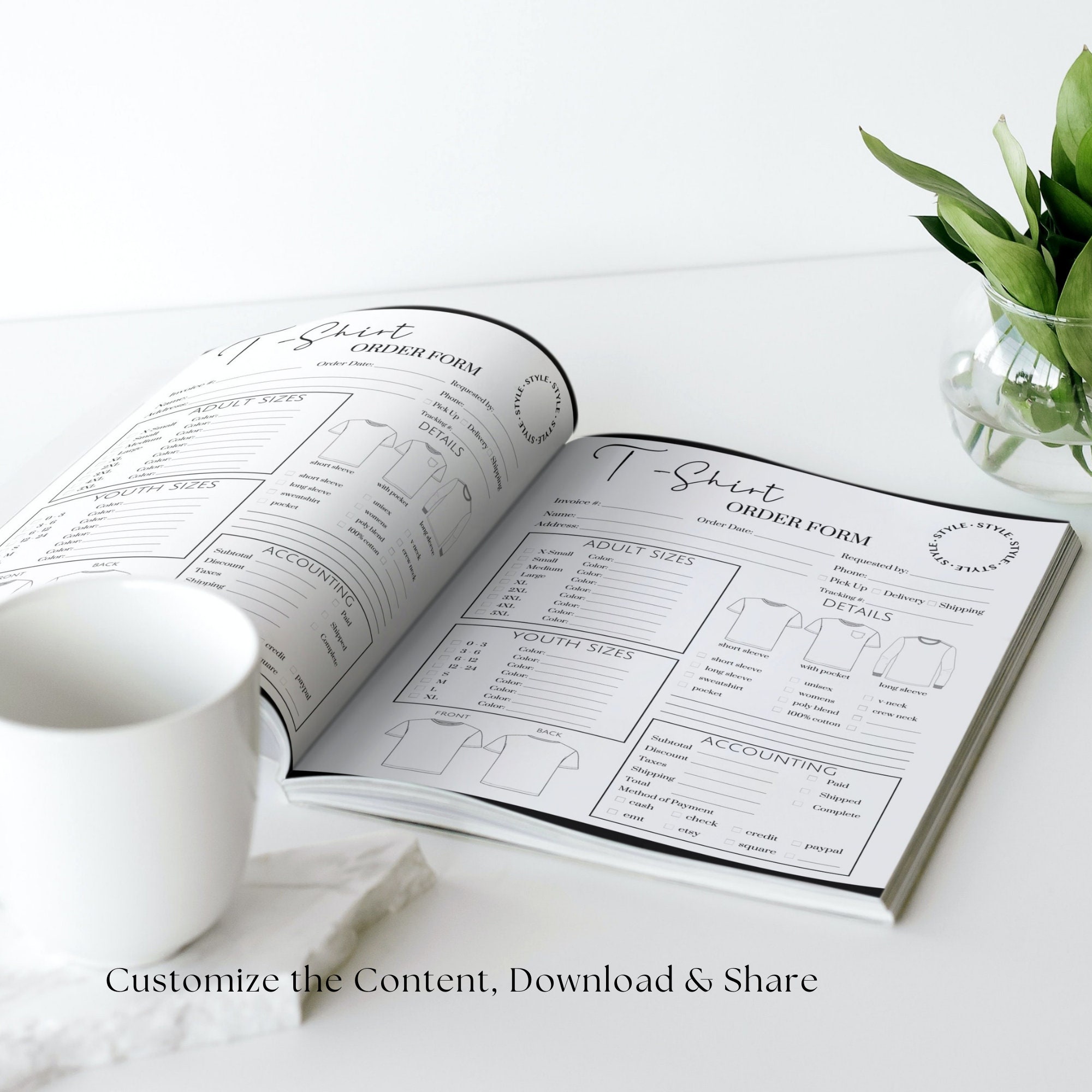 Editable T-shirt Custom Order Form, Printable Apparel Order Form ...