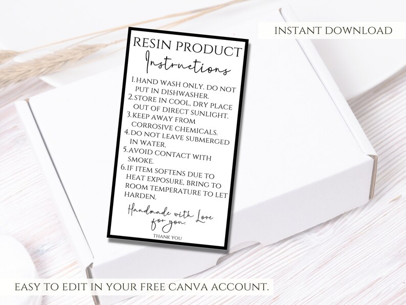 Ready to Print Resin Care Card Template Editable Resin Care - Etsy