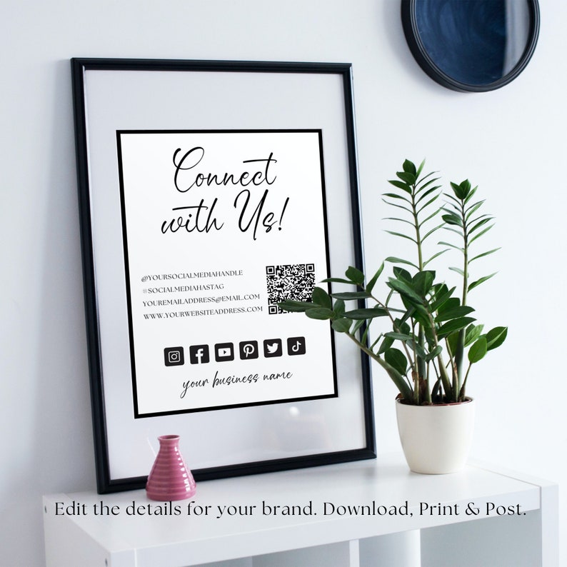 Editable Business Sign Template Bundle: QR Code Signs (canva, Digital ...