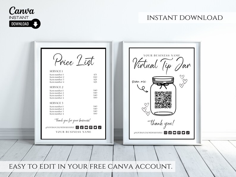 Editable Business Sign Template Bundle Scan to Pay Sign Ask - Etsy