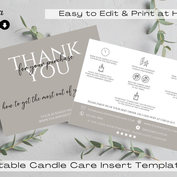 Editable Candle Label - Etsy