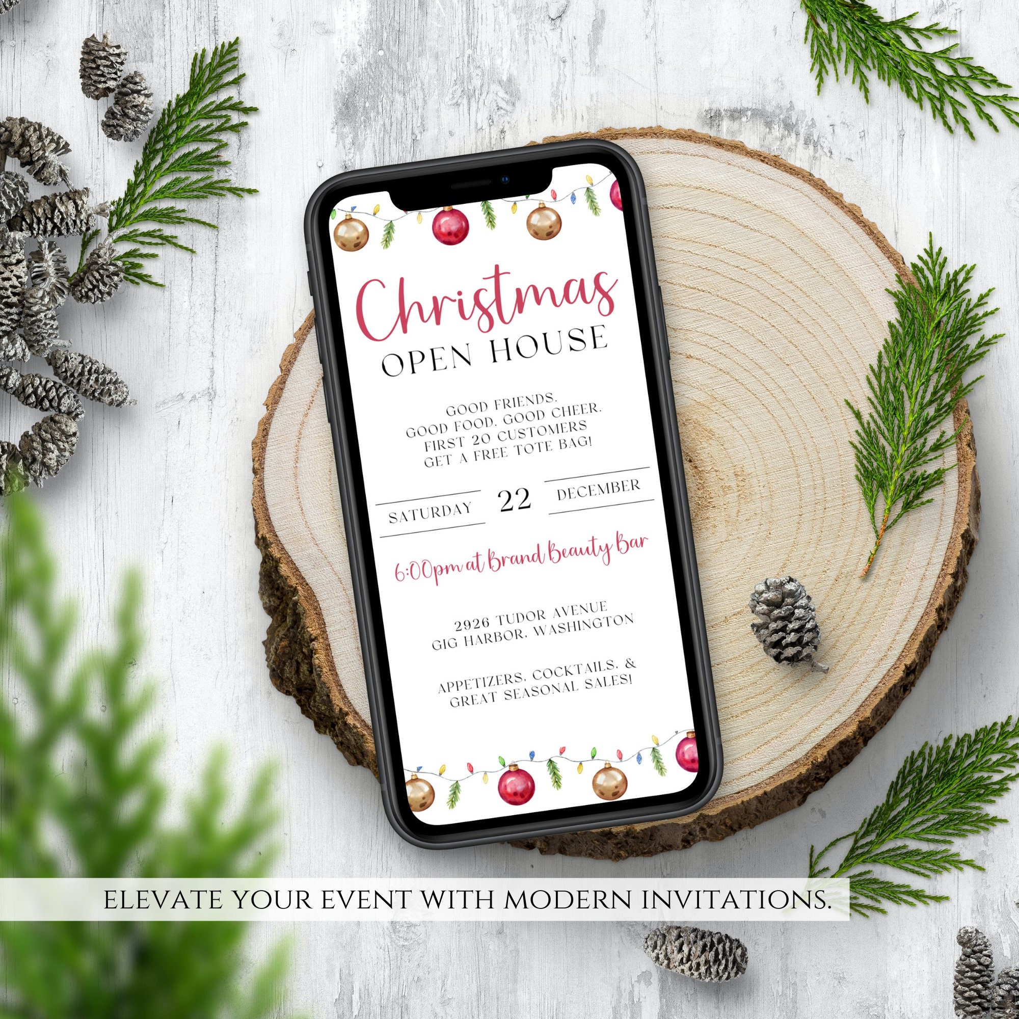 Editable Christmas Open House Invitation: Shop & Sip (printable) - Etsy