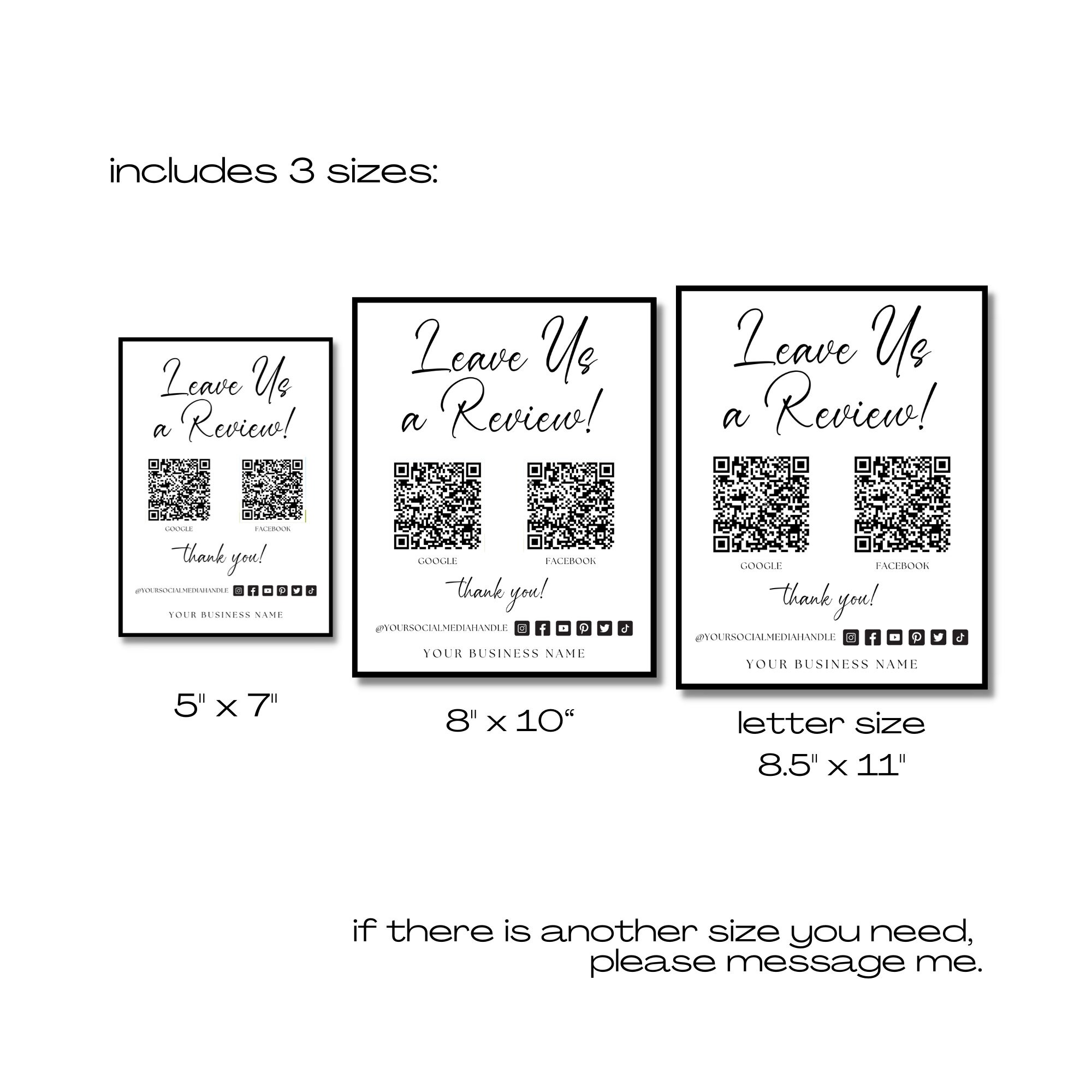 Editable Leave a Review Sign Template, Ask for Review QR Code Sign ...