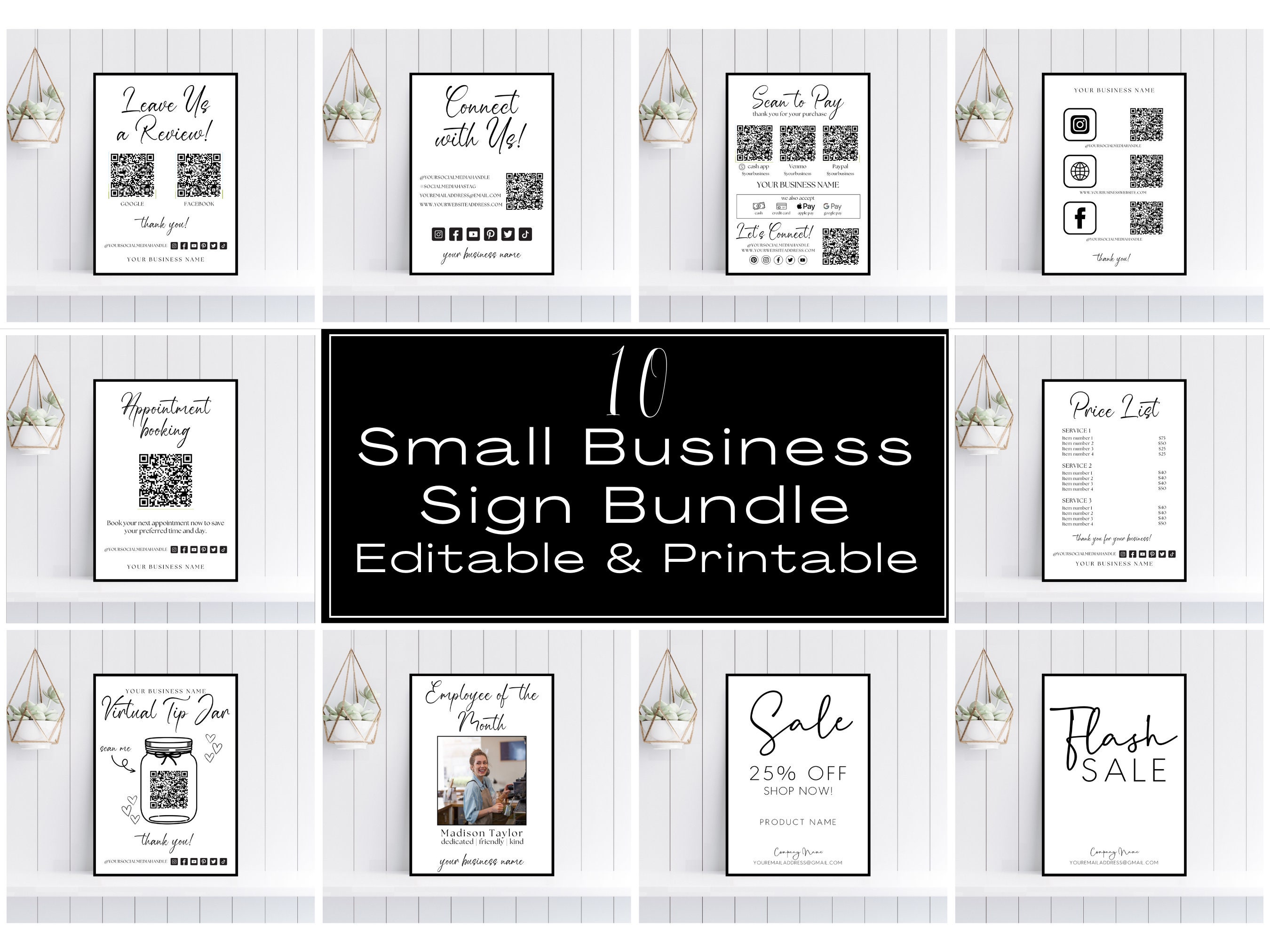 Editable Business Sign Template Bundle Scan to Pay Sign Ask - Etsy ...