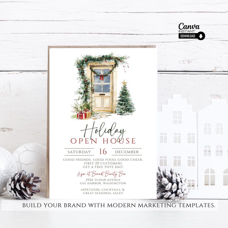 Editable Christmas Open House Invitation Template (digital Download) - Etsy