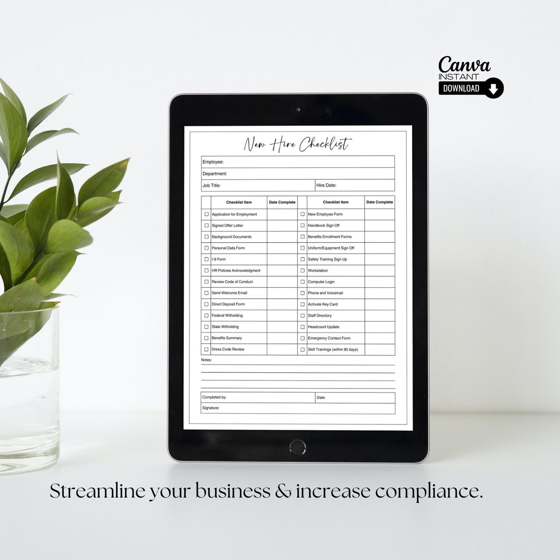 Editable New Hire Checklist Template, Printable New Employee Paperwork ...