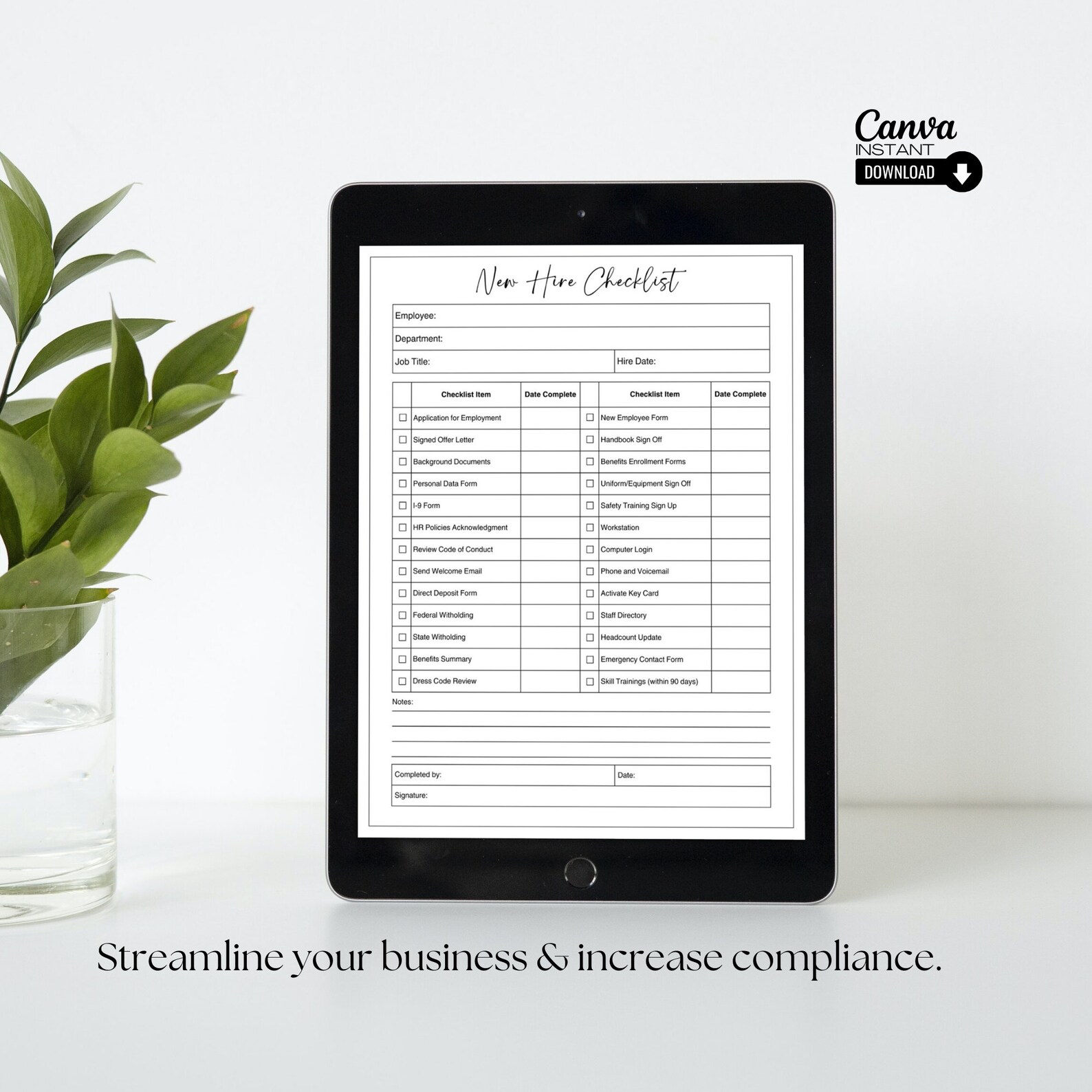 Editable New Hire Checklist Template: Employee Onboarding Form (canva ...