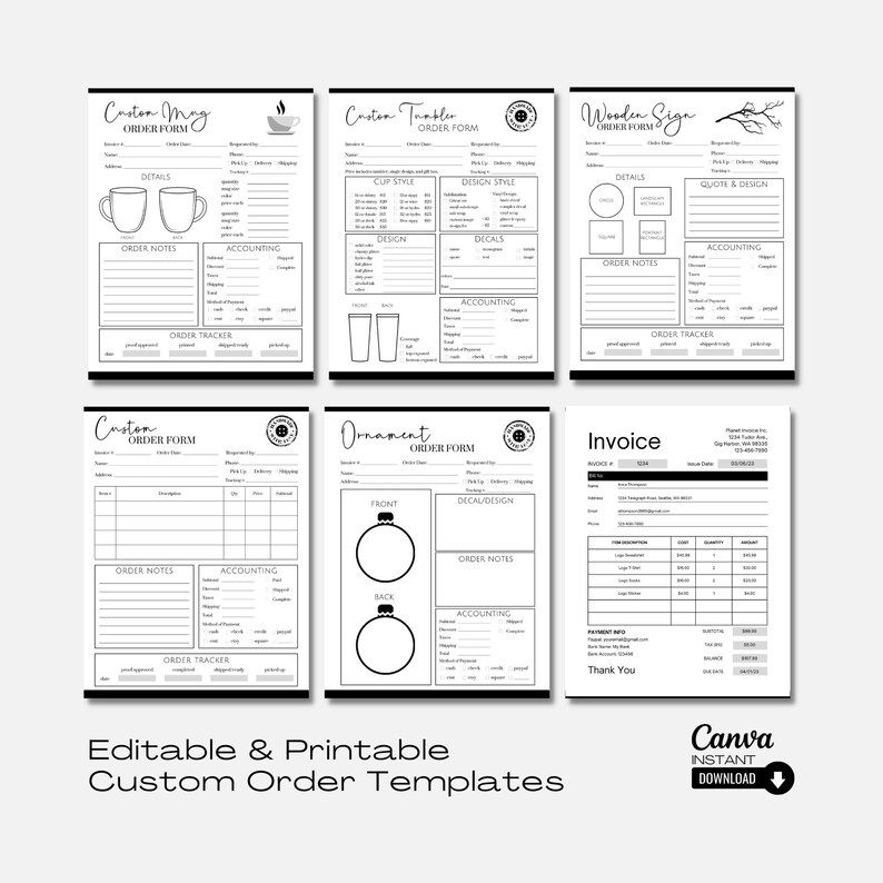 Editable Custom Order Form Bundle: Small Business Templates (canva) - Etsy