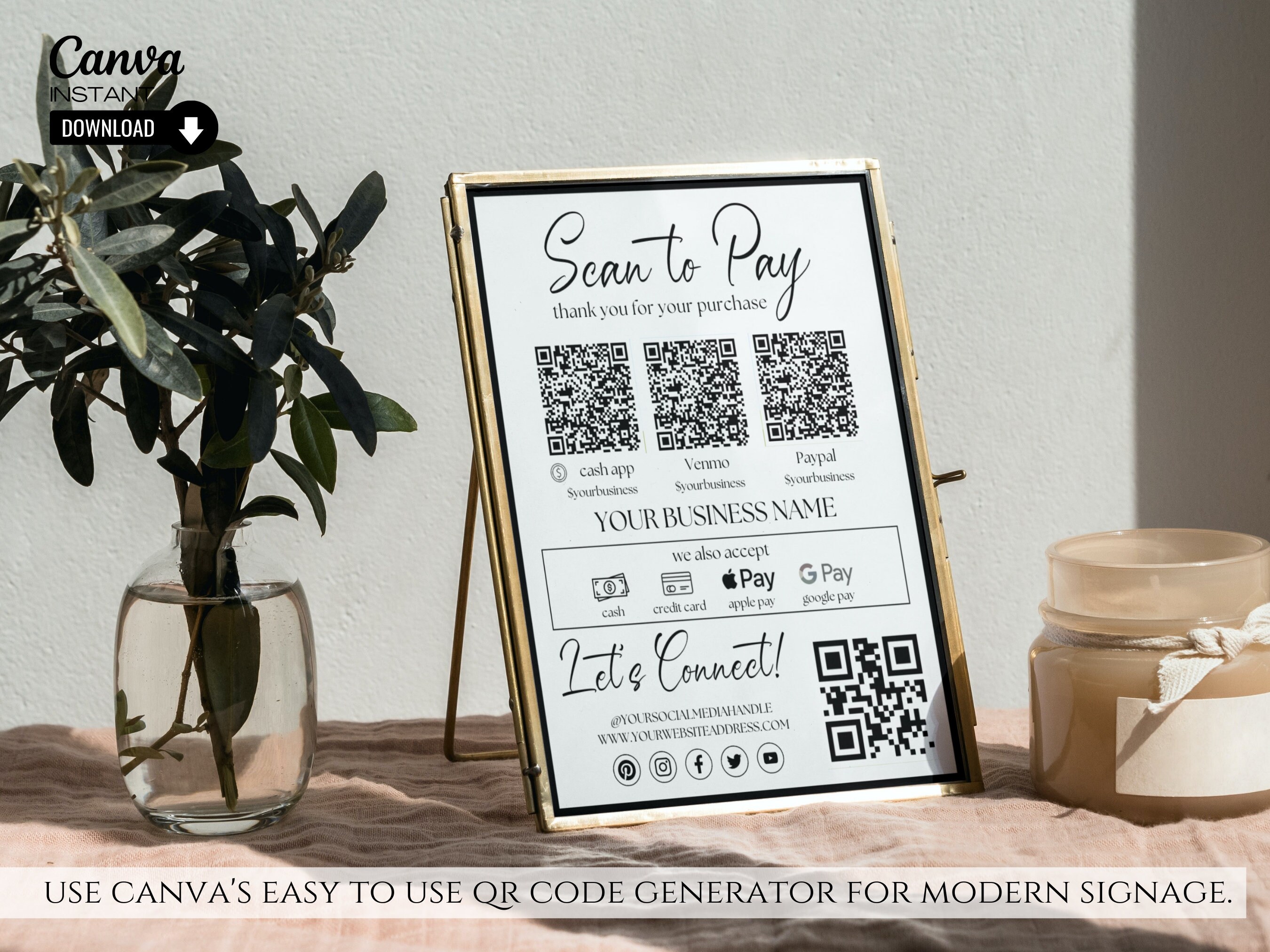 Editable Business Sign Template Bundle Scan to Pay Sign Ask - Etsy UK