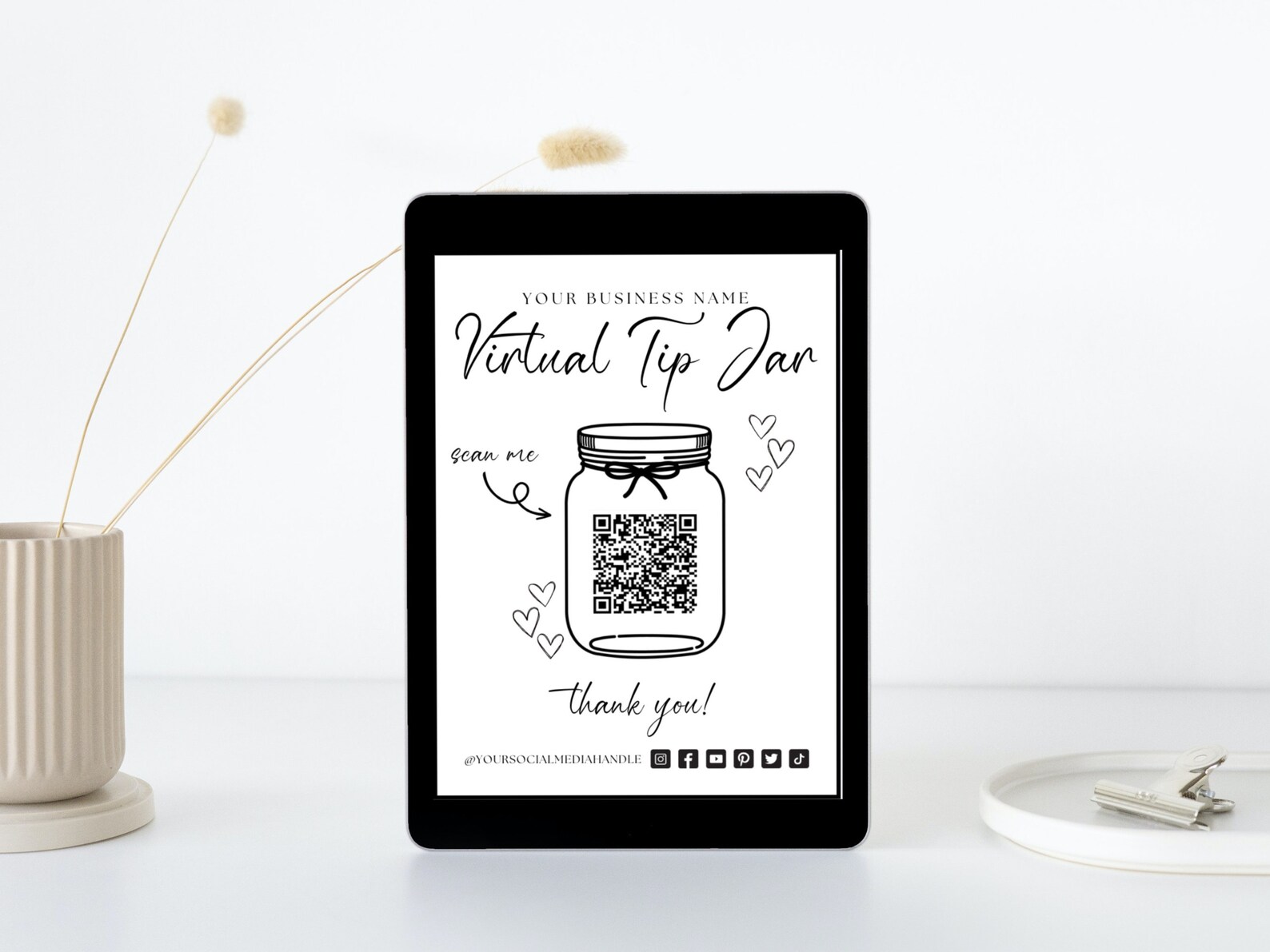 Editable Virtual Tip Jar Sign Template Tip Jar QR Code Sign - Etsy