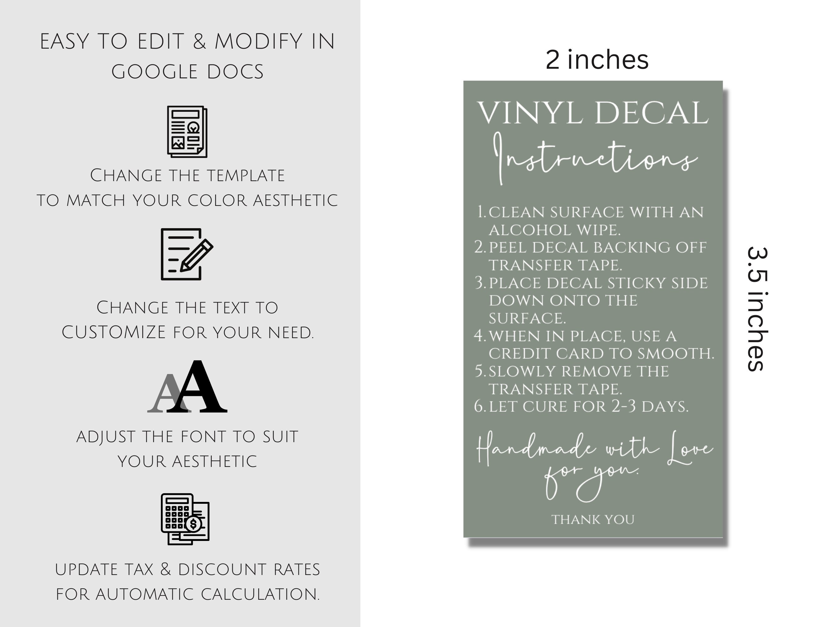 Decal Instructions Printable Decal Application Instructions - Etsy UK