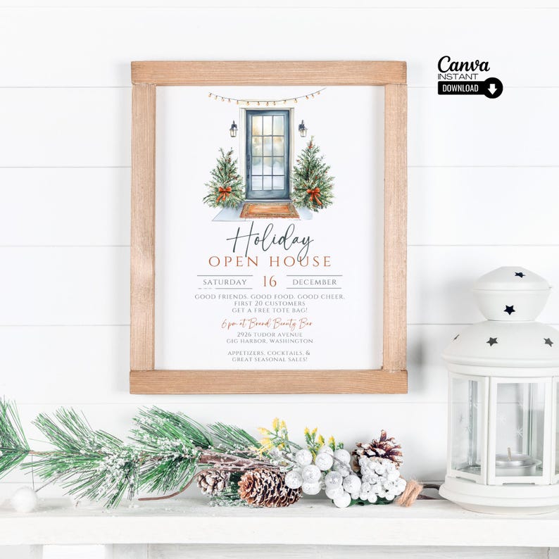 Editable Christmas Open House Invitation: Small Business Table Sign ...