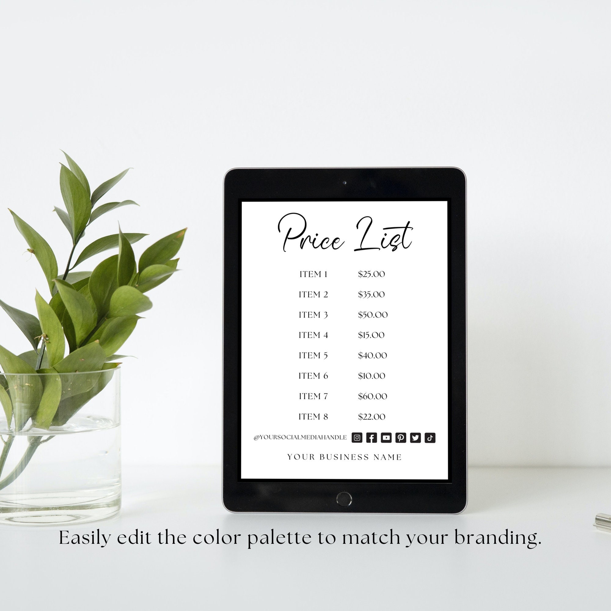 Editable Price List Sign Template, Printable Price List Template, Small ...