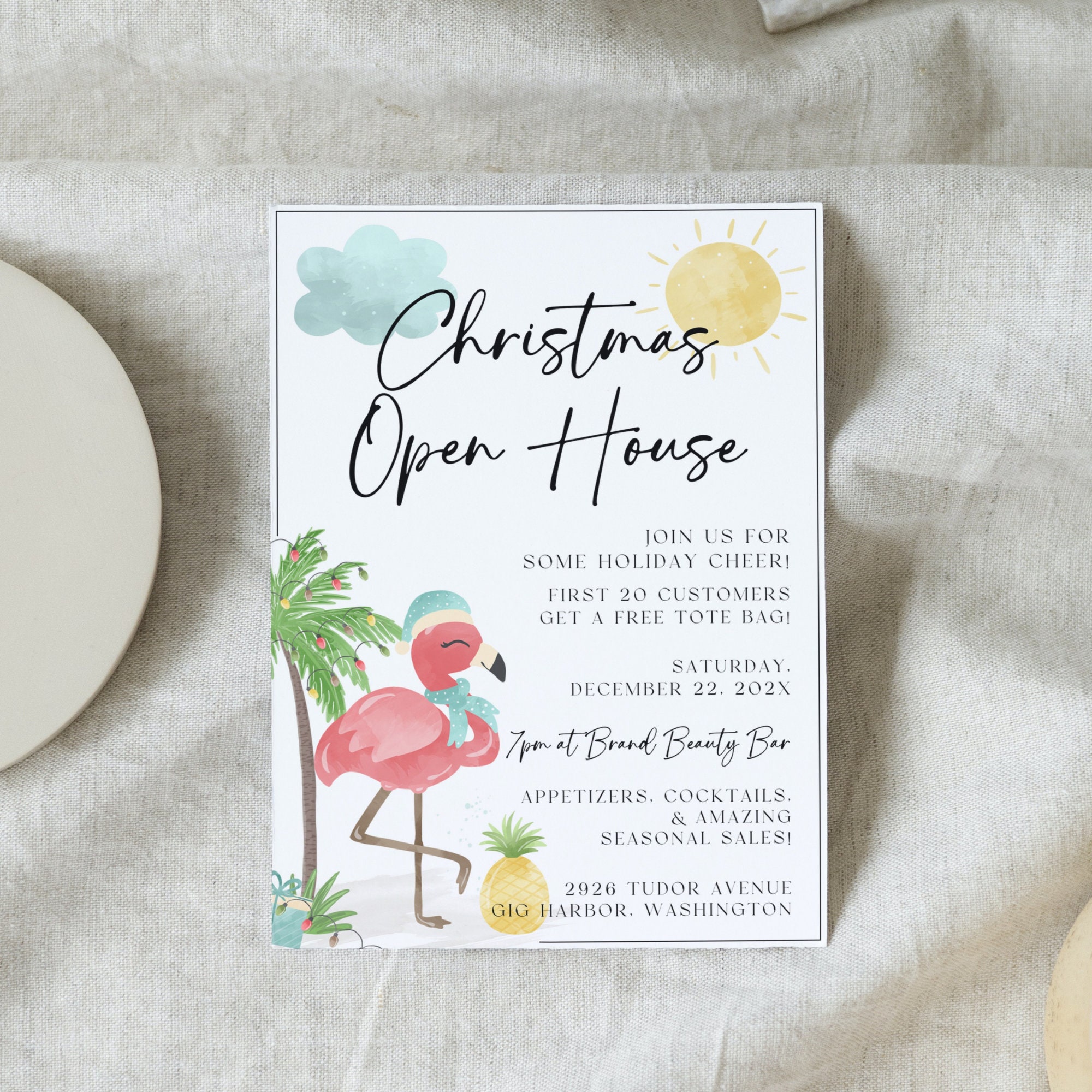 Editable Christmas Open House Invitation Template, Printable Small ...