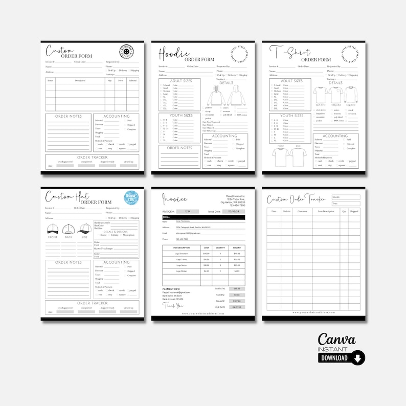 Editable Custom Order Form Bundle, Printable Order Forms, Order Form ...