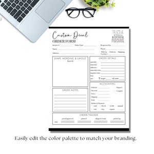 Editable Decal Order Form Template, Custom Decal Form, Printable Vinyl ...
