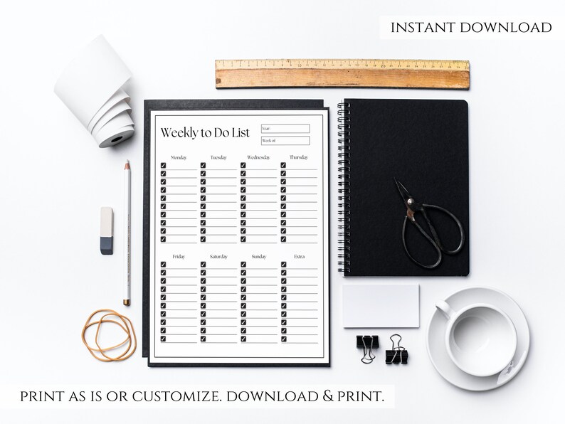 Editable Weekly to Do Checklist Template Printable Daily to - Etsy