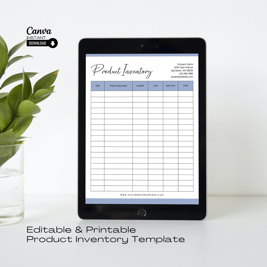 Product Inventory Log Template, Editable Inventory Sheet, Printable ...