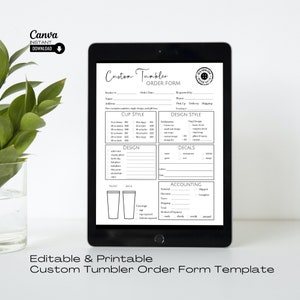 Editable Sublimation Tumbler Order Form Template, Custom Tumbler Form, Order Ready Printable ...