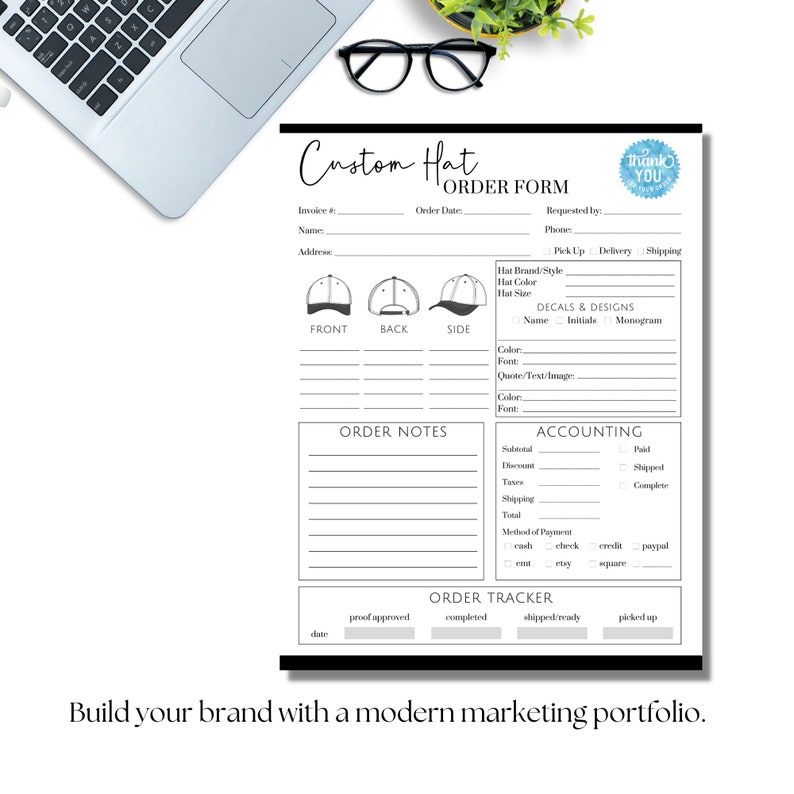 Editable Hat Order Form, Printable Order Form, Hat Order Form Template ...