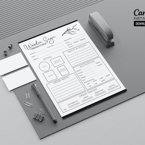 Editable Wooden Sign Order Form Printable Craft Order Form - Etsy