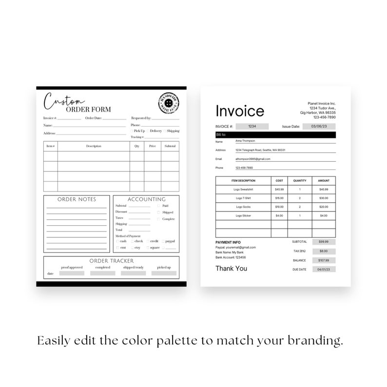 Editable Custom Order Form Bundle: Small Business Templates (canva) - Etsy